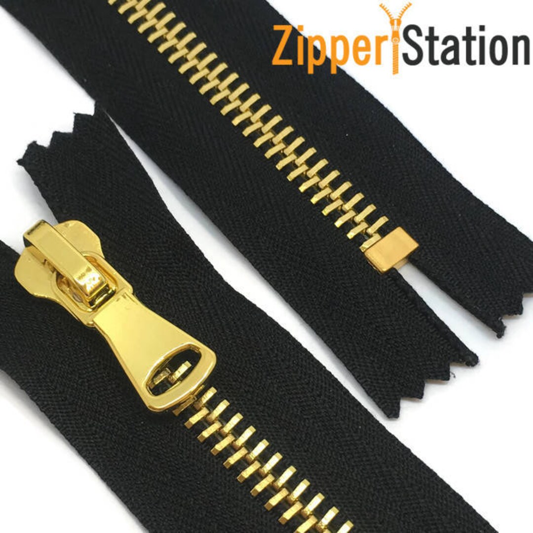 Heavy Duty No 8 Polished Gold Teeth Zip Metal Closed End Zipper PG8CE ...