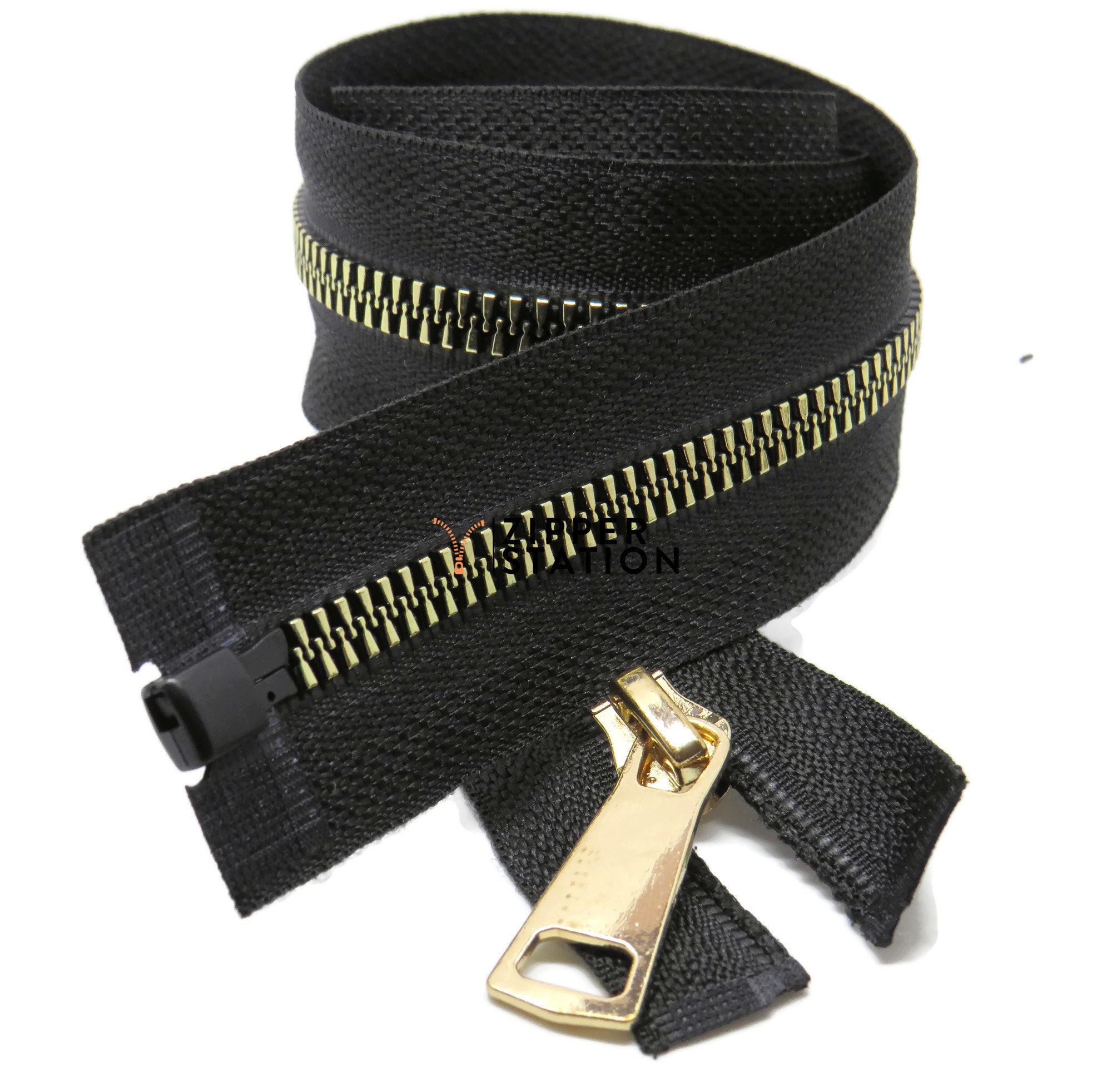 Plastic Open End Zips Black Zipper With Gold or Silver Teeth - Etsy