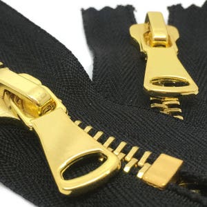 Heavy Duty No 8 Polished Gold Teeth Zip Metal Closed End Zipper PG8CE ...