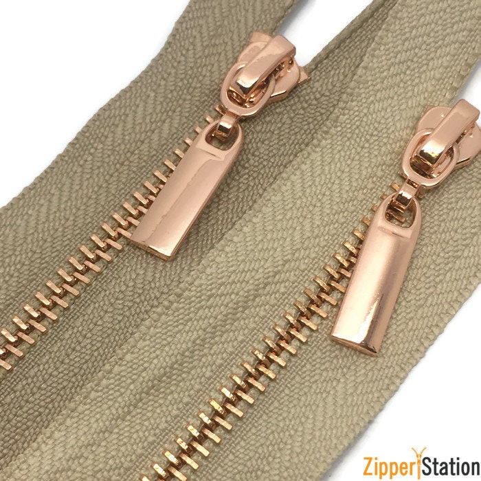 Metal Polished ROSE GOLD Teeth Zips No 3 Weight Zip - Open End (3RGOE ...