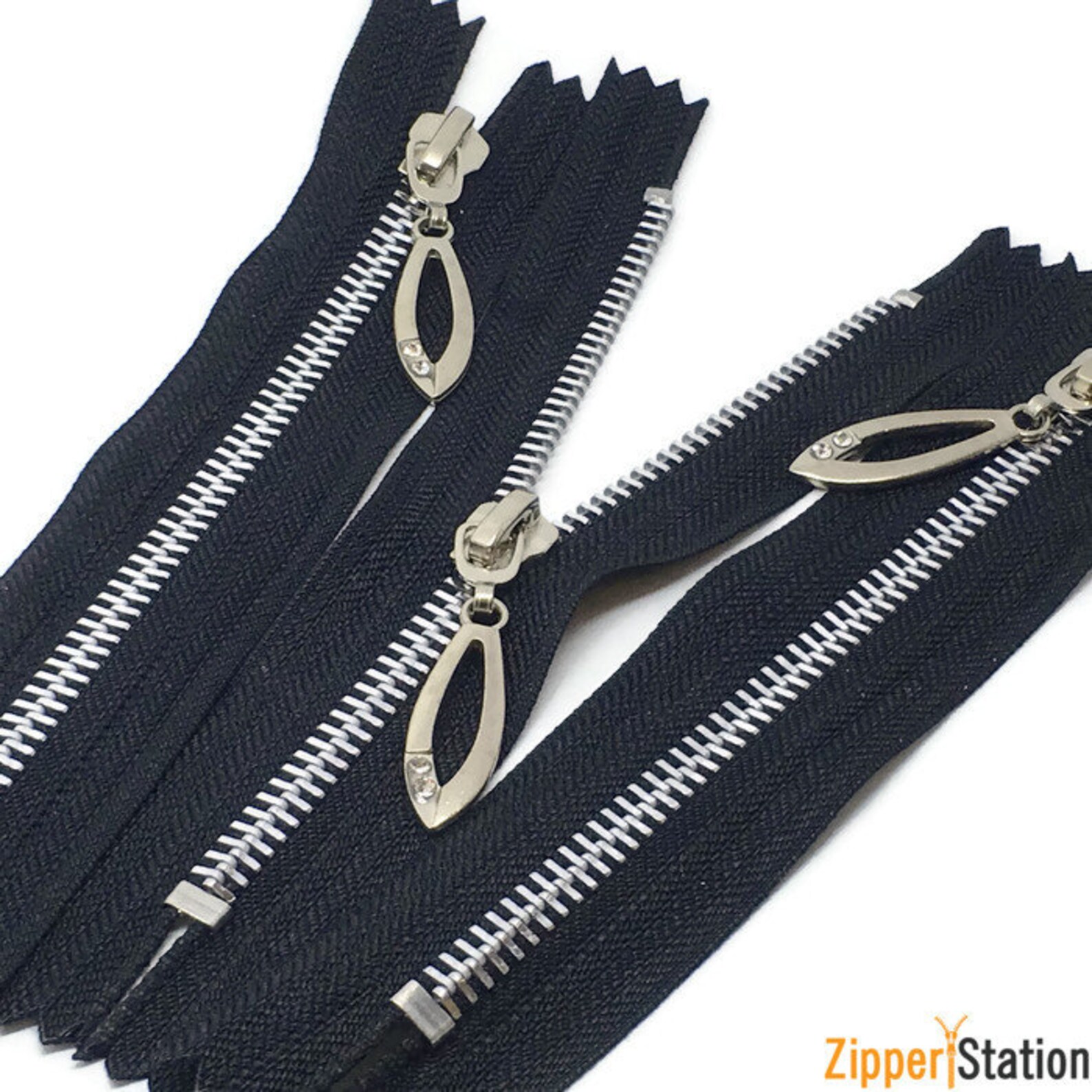 No5 CLOSED END Metal Polished Silver Teeth Zips. Black Zip - Etsy UK