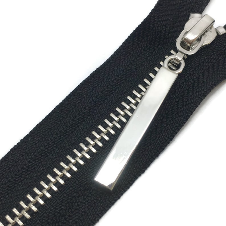 OPEN END Metal Polished Silver Teeth Zips No 3 Weight Zipper - (PS3OE ...