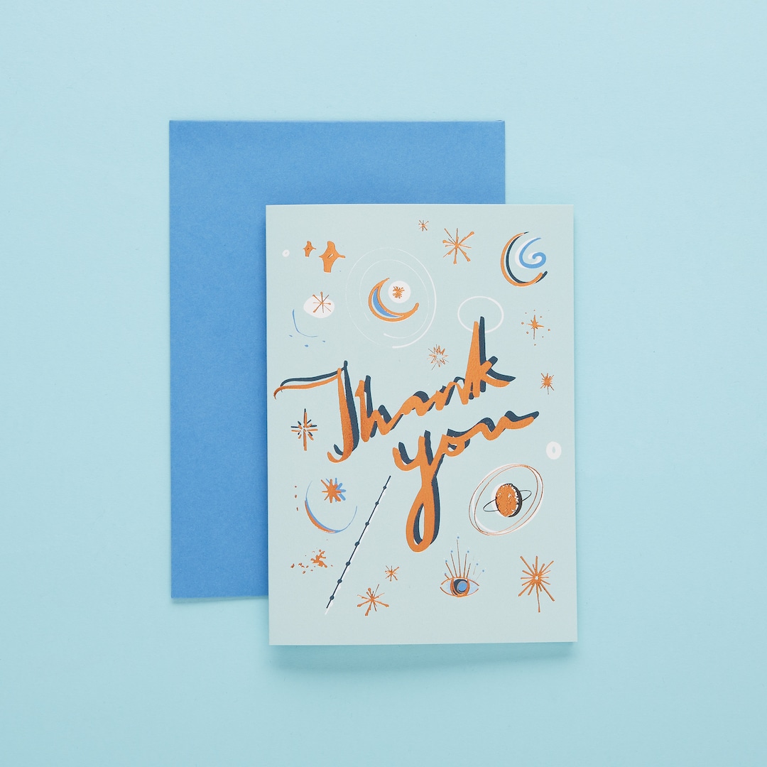 Thank You Card Card With Thanks Cosmic Thank You - Etsy