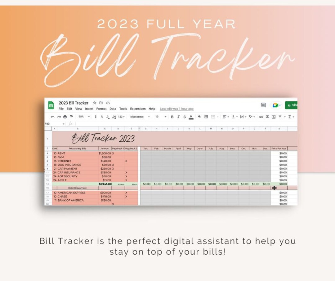 2023 Bill Tracker - Etsy