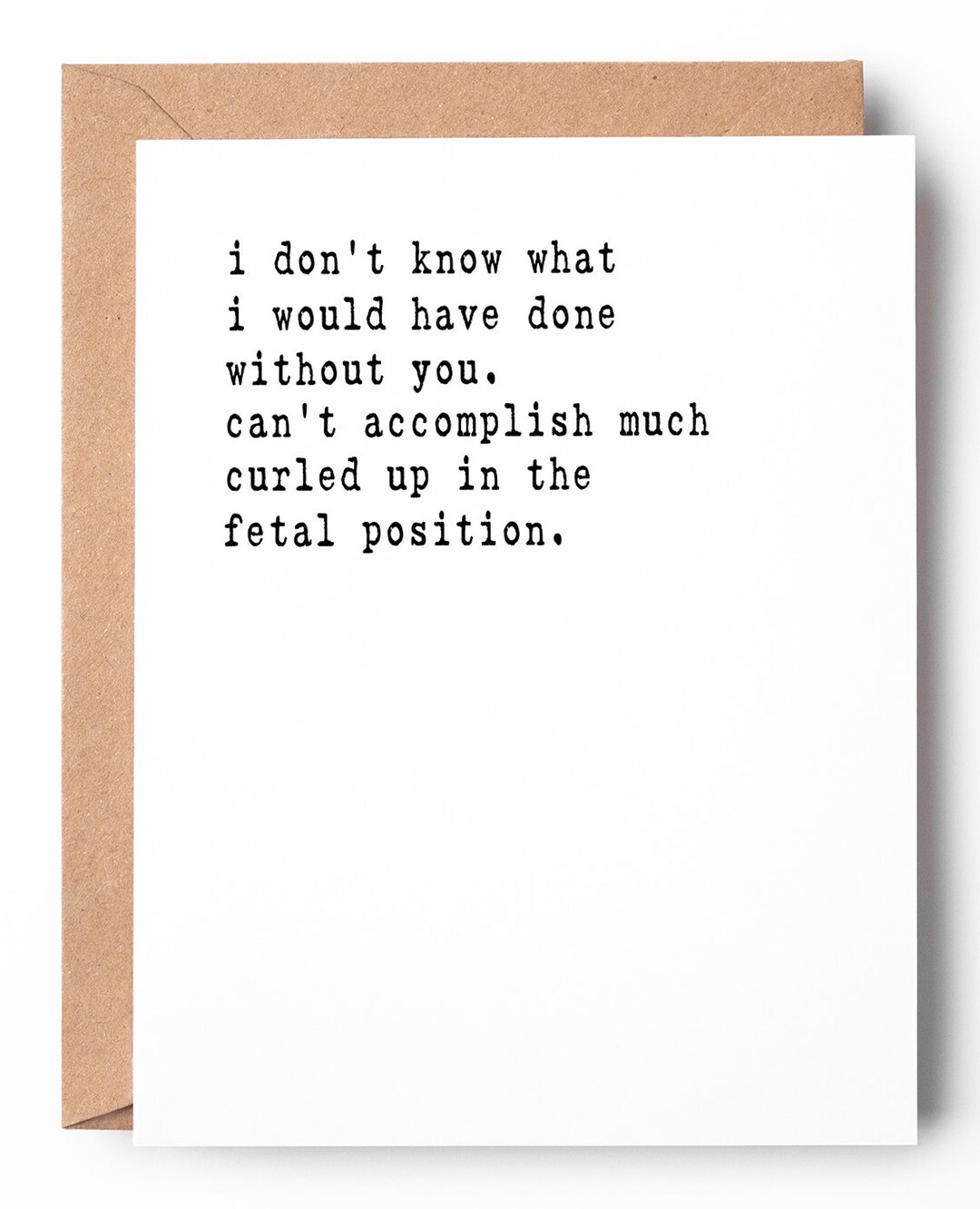 Funny Fetal Position Thank You Card - Letterpress Appreciation - Etsy