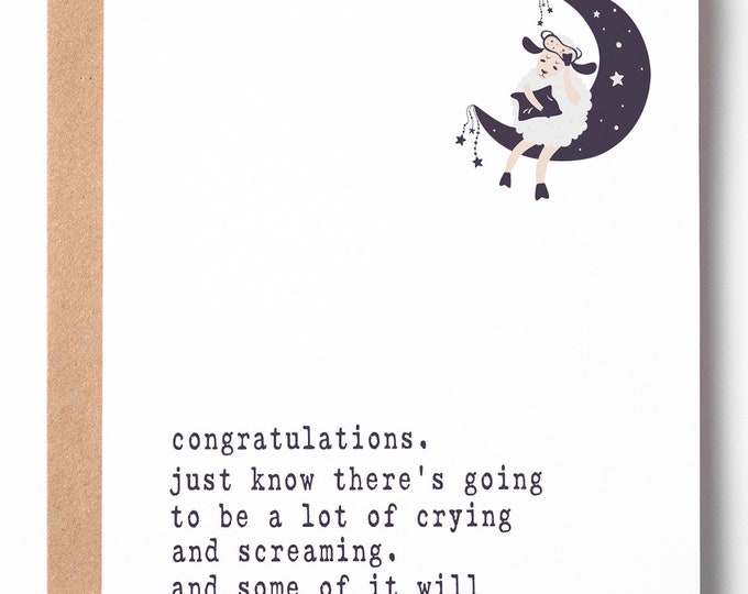 Funny Letterpress Baby Shower Card - Crying and Screaming Card for ...