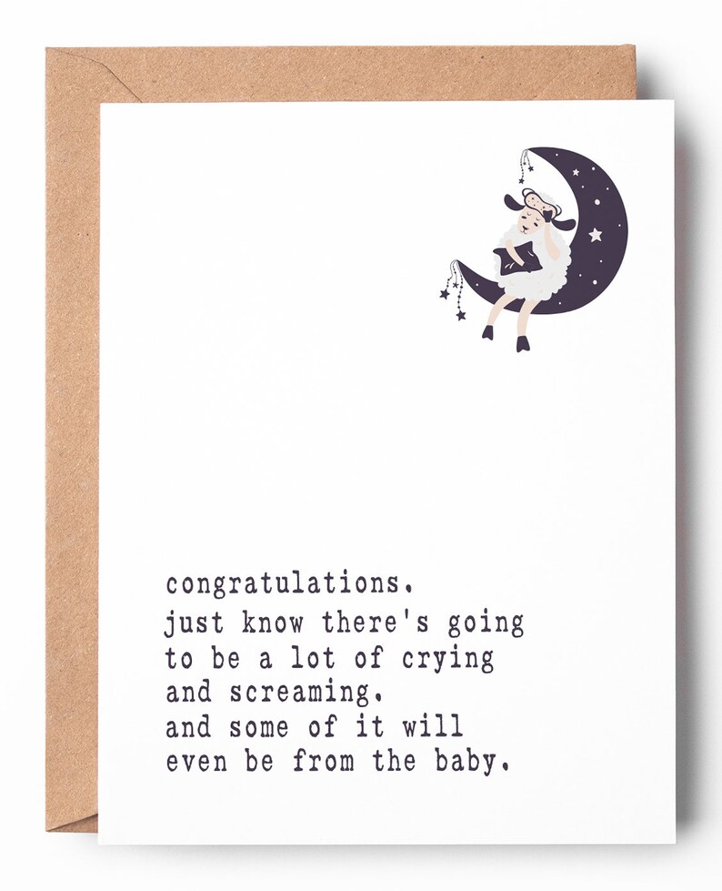 Funny Letterpress Baby Shower Card - Crying and Screaming Card for ...