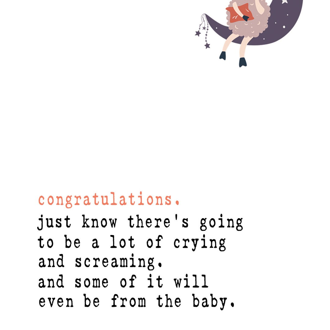 Crying and Screaming Funny Card for Expectant Parents Humorous Baby ...