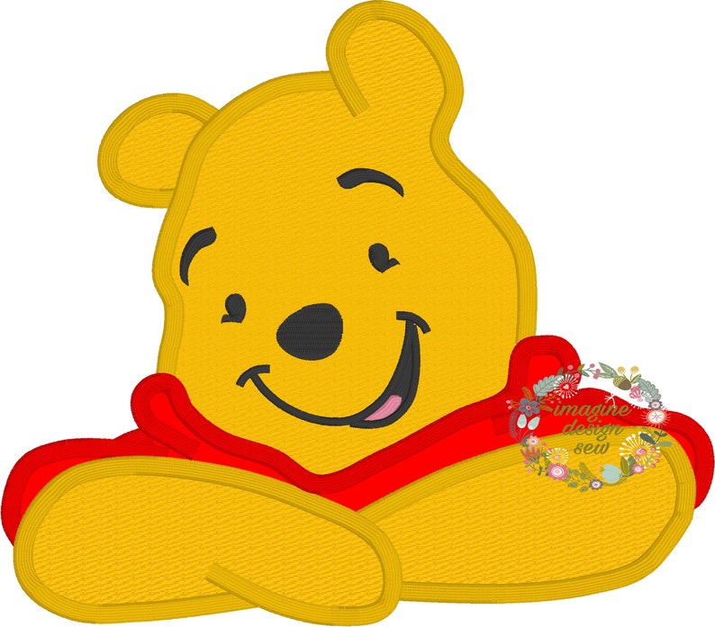 Amarillo lindo oso busto máquina aplique diseño de bordado | Etsy