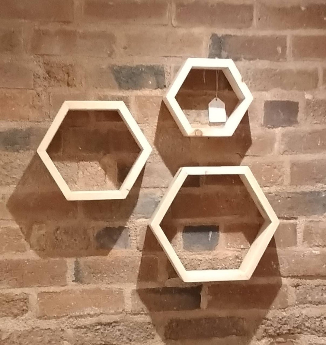 Hexagon Display Shelves, Upcycled Pallet Wood, Nesting Set of 3 - Etsy UK