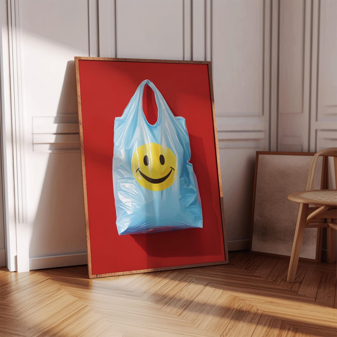 Yellow Smiley, Dopamine Decor, Maximalist, Colourful Wall Art, Smiley ...