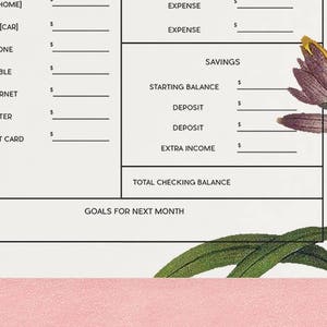 Modern Floral Monthly Budget Planner Printable, Money, Worksheet, to Do ...