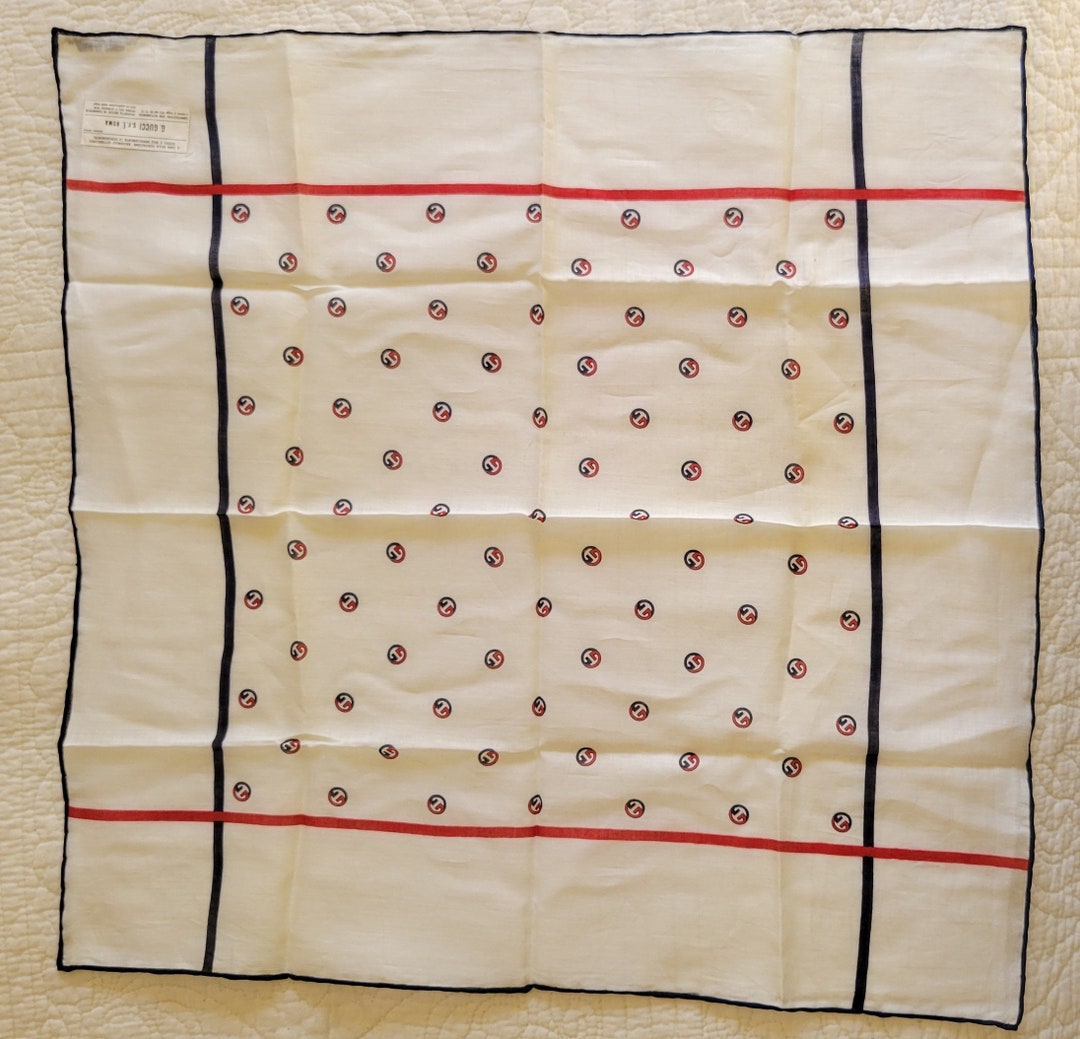 Authentic Gucci Vintage 100% Cotton White Handkerchief With Hand Rolled ...