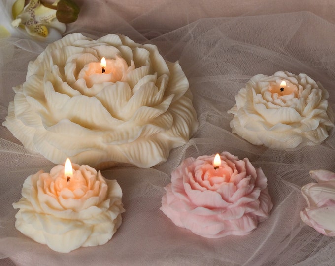 Peony Flower Candle| Handmade Candle| Bridal Shower Favours| Baby Souvenir|hennah Favors| Henna ...