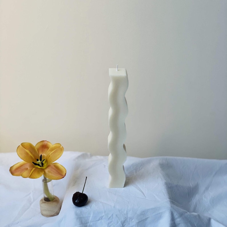 Wavy Pillar Candle | Valentine’s Day Gift for Her | Handmade Soy Wax ...