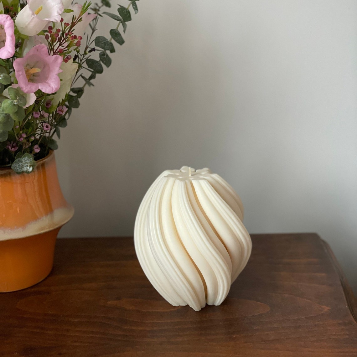 Swirl Scented Pillar Candle Shaped Pillar Candles Home - Etsy UK