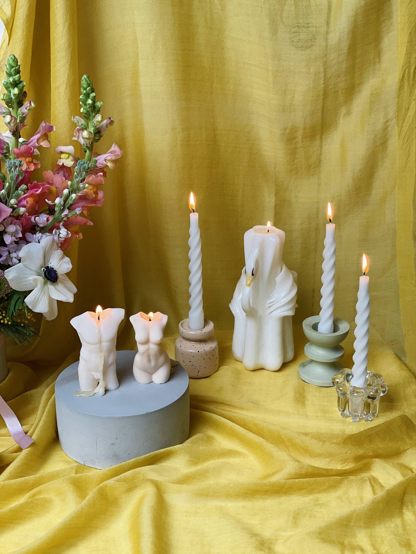 Set of Scented Venus Bust Candle and David Bust Candle Beige | Etsy