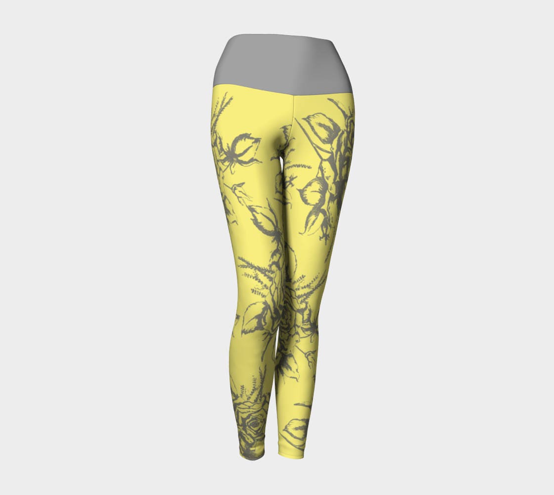 Yellow yoga pants work out activewear running clothesblack | Etsy