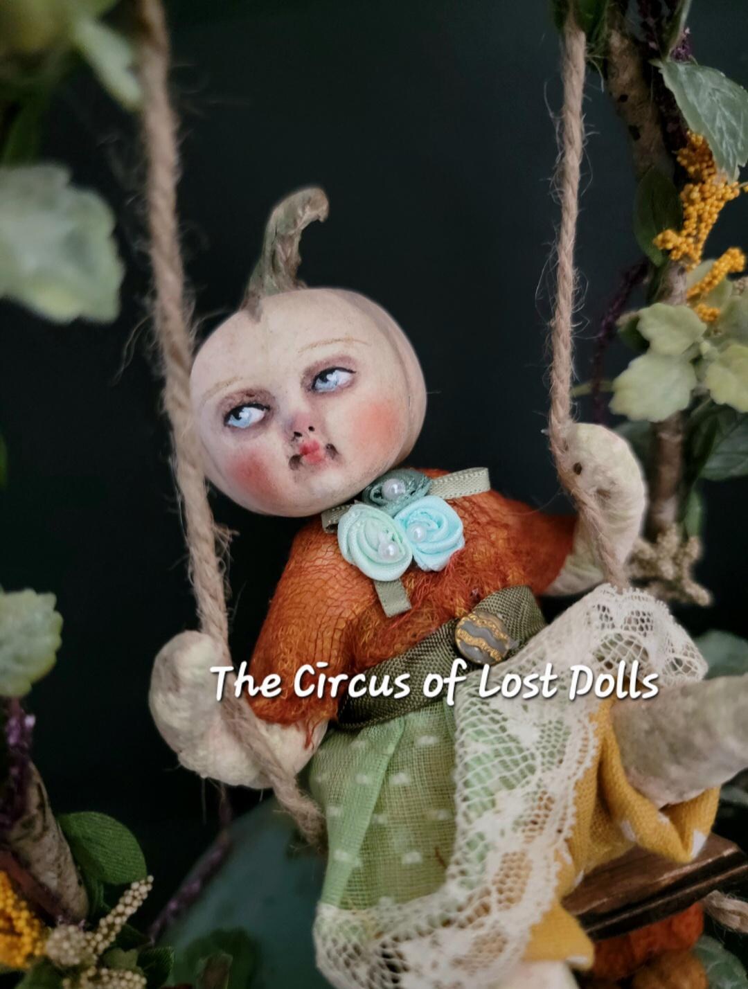 Victorian Fall Pumpkin Art Doll Spuncotton Ooak Candy Box Collectable ...