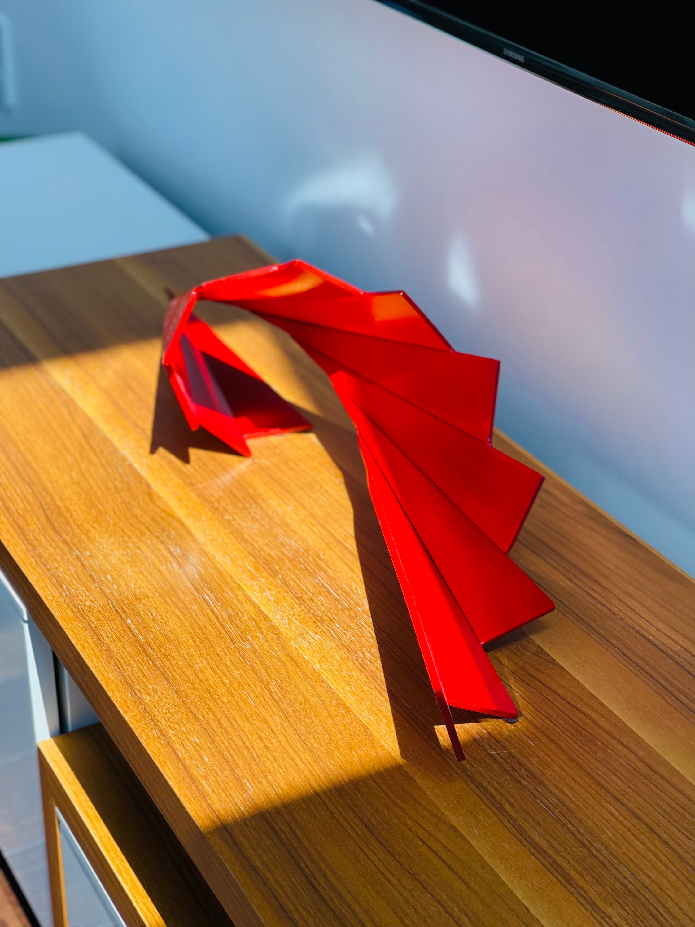 Continuum Geometric Table Sculpture in Red - Etsy