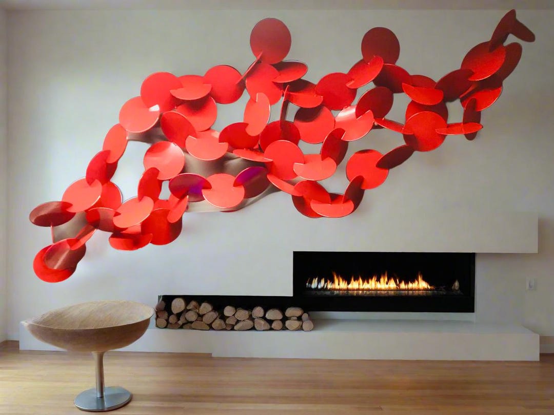 Constance Wall Large Metal Sculpture Modern Abstract Art Red Stainless ...