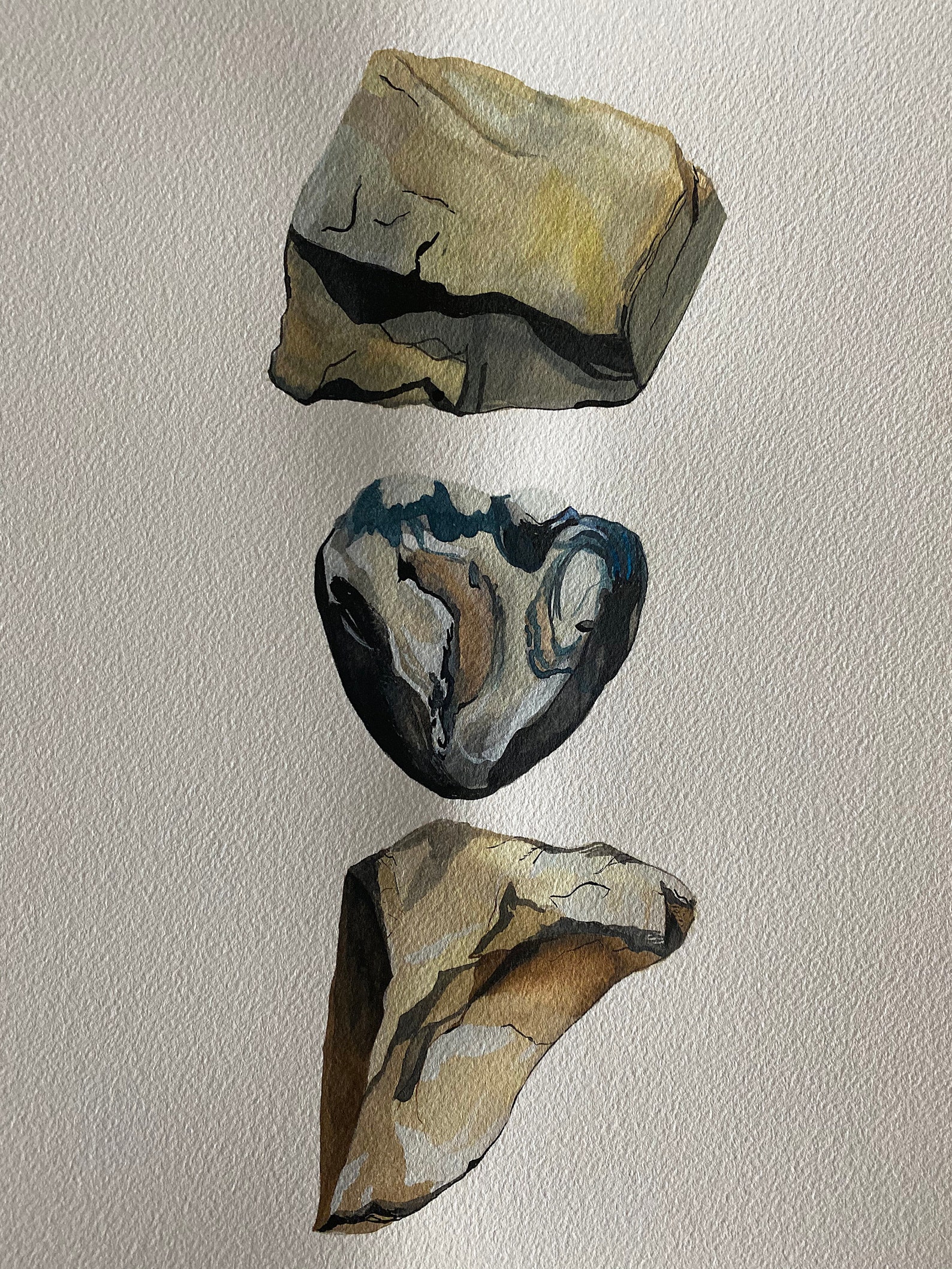 Minimal Rock Watercolor Painting Original Art Affordable - Etsy