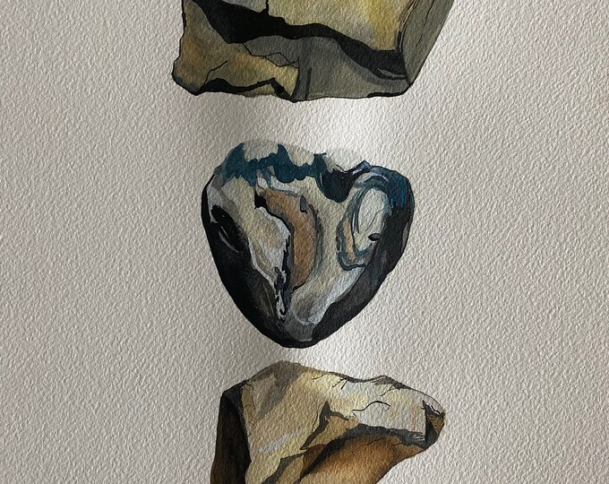 Minimal Rock Watercolor Painting, Original Art, Affordable Art, Calm ...