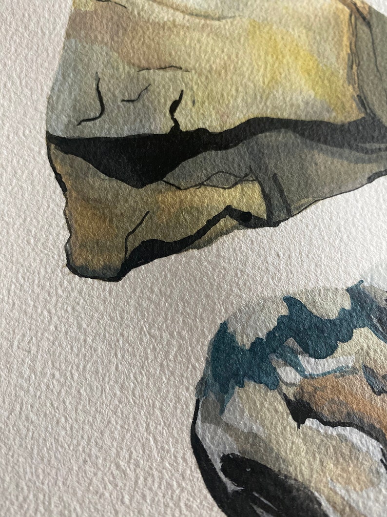 Minimal Rock Watercolor Painting Original Art Affordable - Etsy