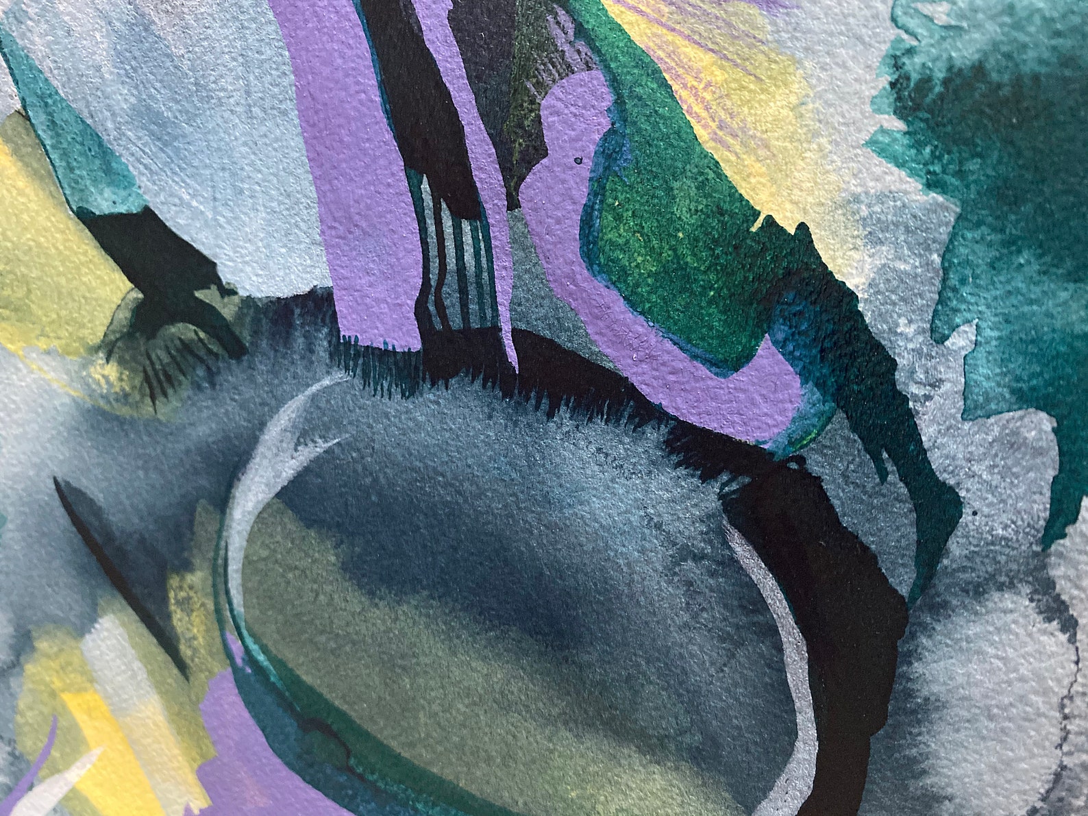 Bold Color Art, India Ink Abstract, Original Artwork, Small Scale ...