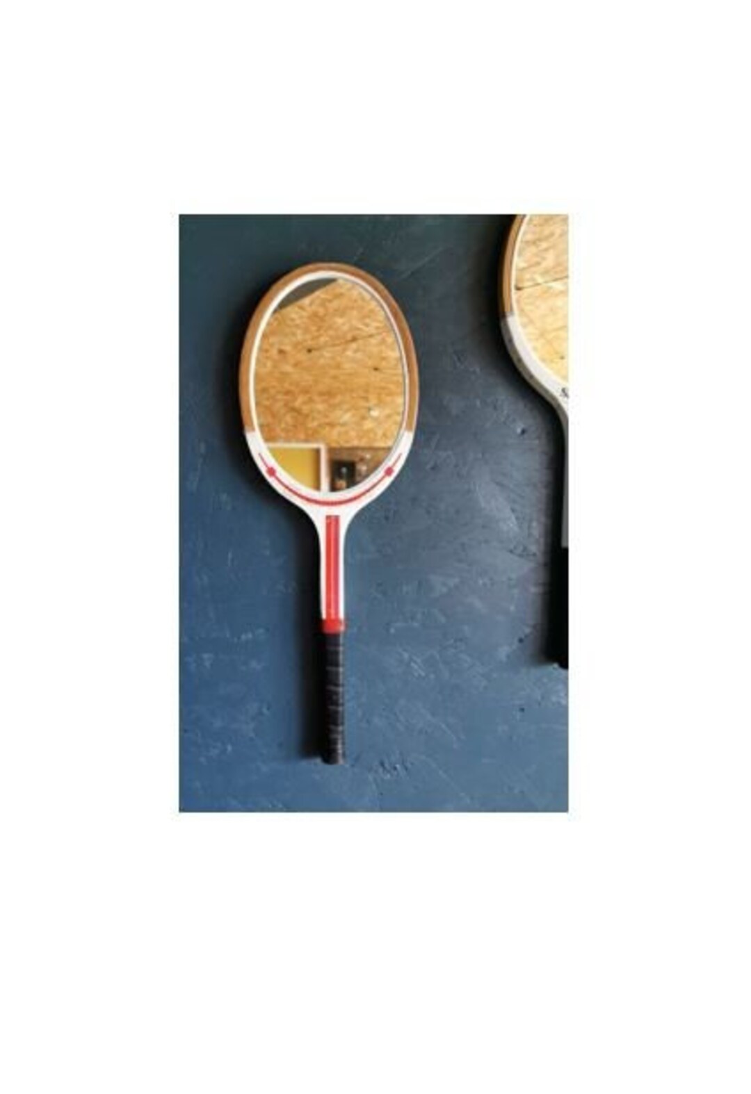 Vintage Oval Wooden Tennis Racket Wall Mirror donnay White Red - Etsy
