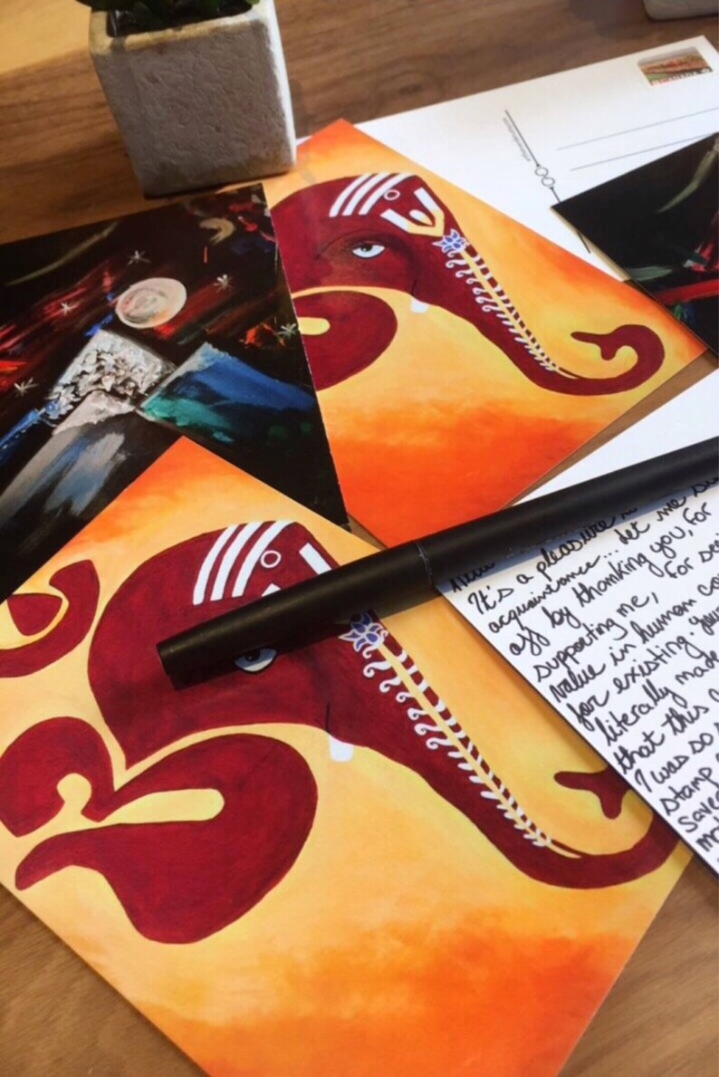 Elephant Postcard With Handwritten Message, Personalized Postcards ...