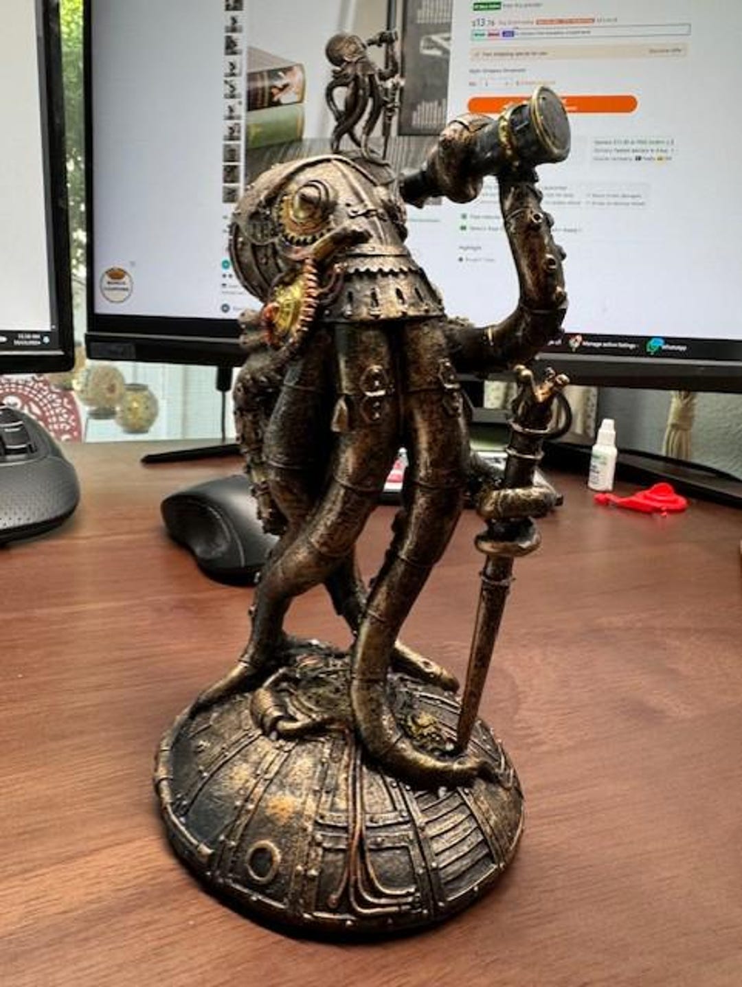 Cold Cast Bronze Steampunk Style Mechanical Traveler Octopus Sculpture ...