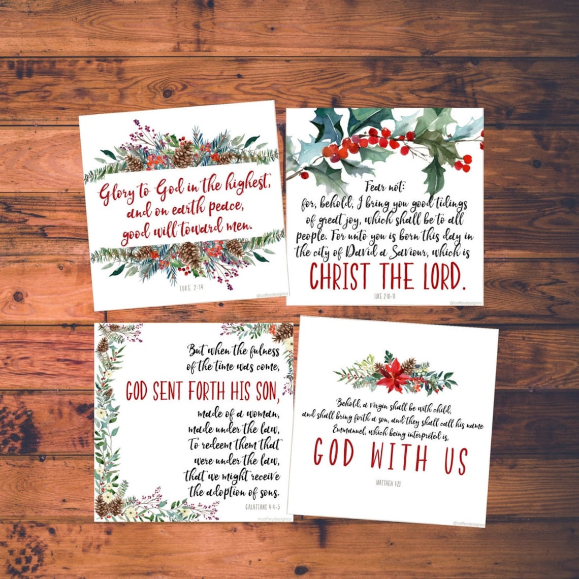 Printable, KJV, Christmas, Scripture Cards, Bible Verse, Merry, Joy ...