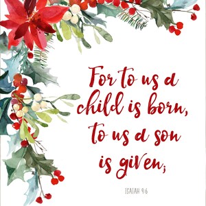Digital, Christmas, A Child is Born, Isaiah 9:6, Scripture, Printable ...