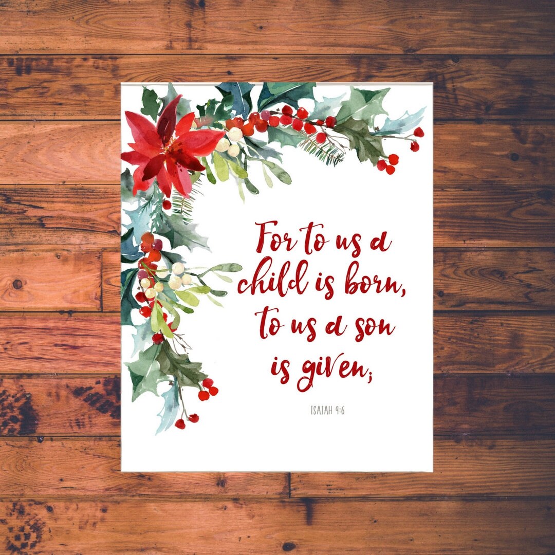 Digital, Christmas, A Child is Born, Isaiah 9:6, Scripture, Printable ...