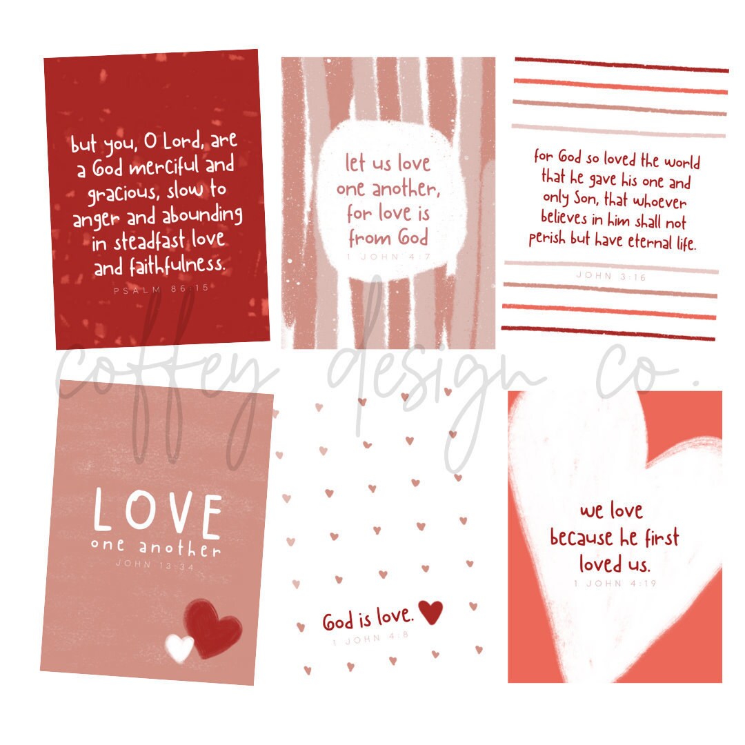 Printable Valentines, Bible Verse, Love Scripture Cards - Etsy