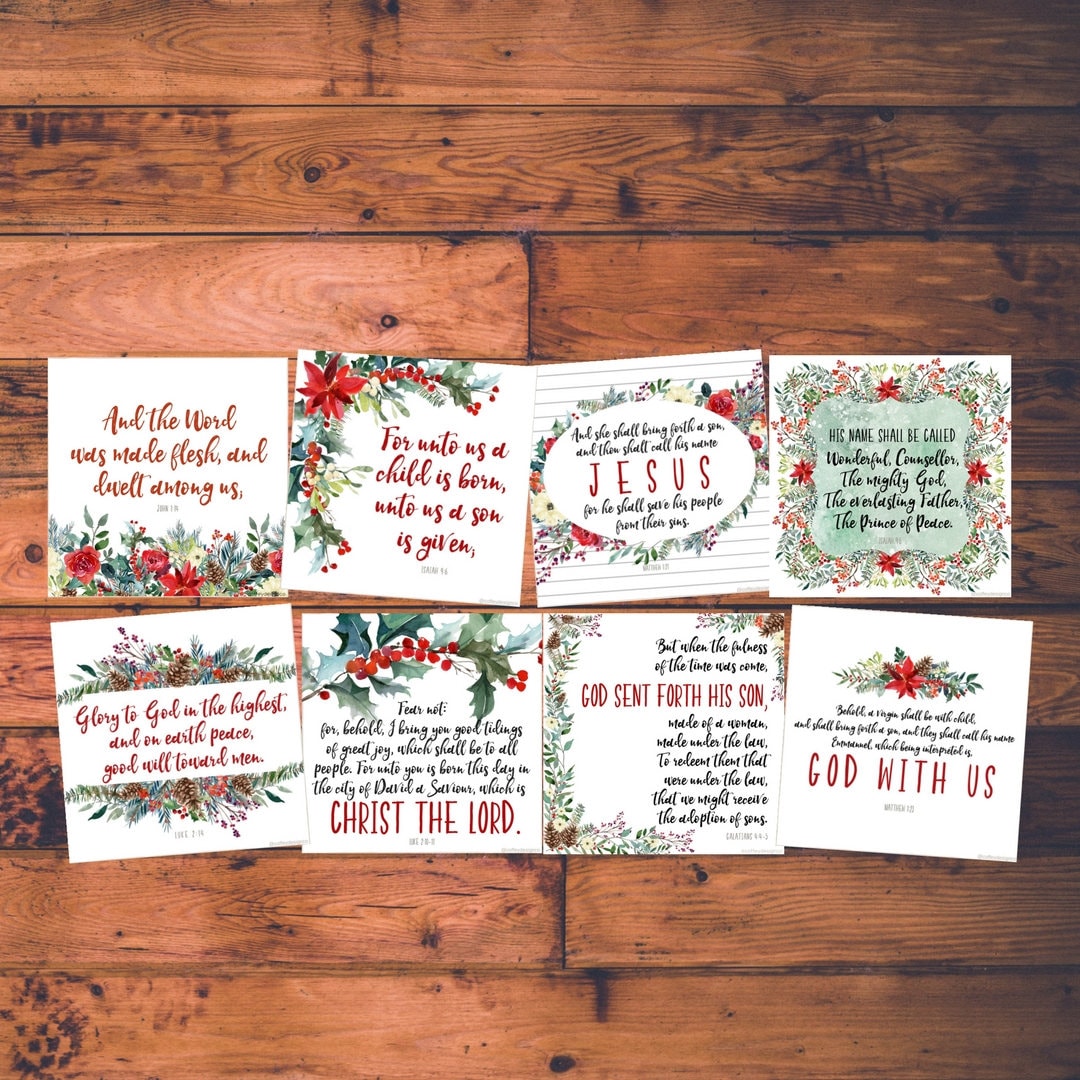 KJV Christmas Scripture Cards, Bible Verse Place Cards (digital ...