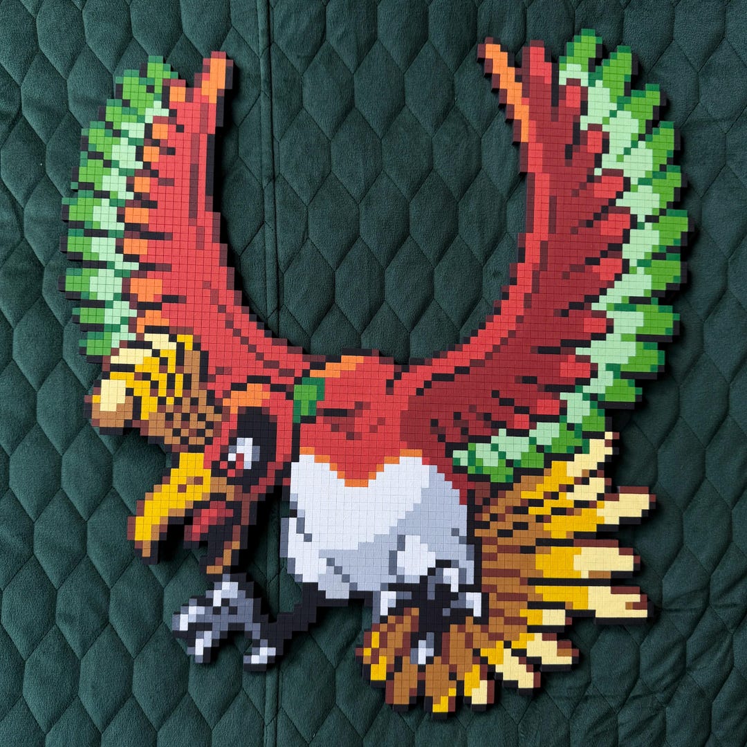 Hand-painted Ho-oh Wall Art - Lasercut Pokémon Pixel Art - Etsy