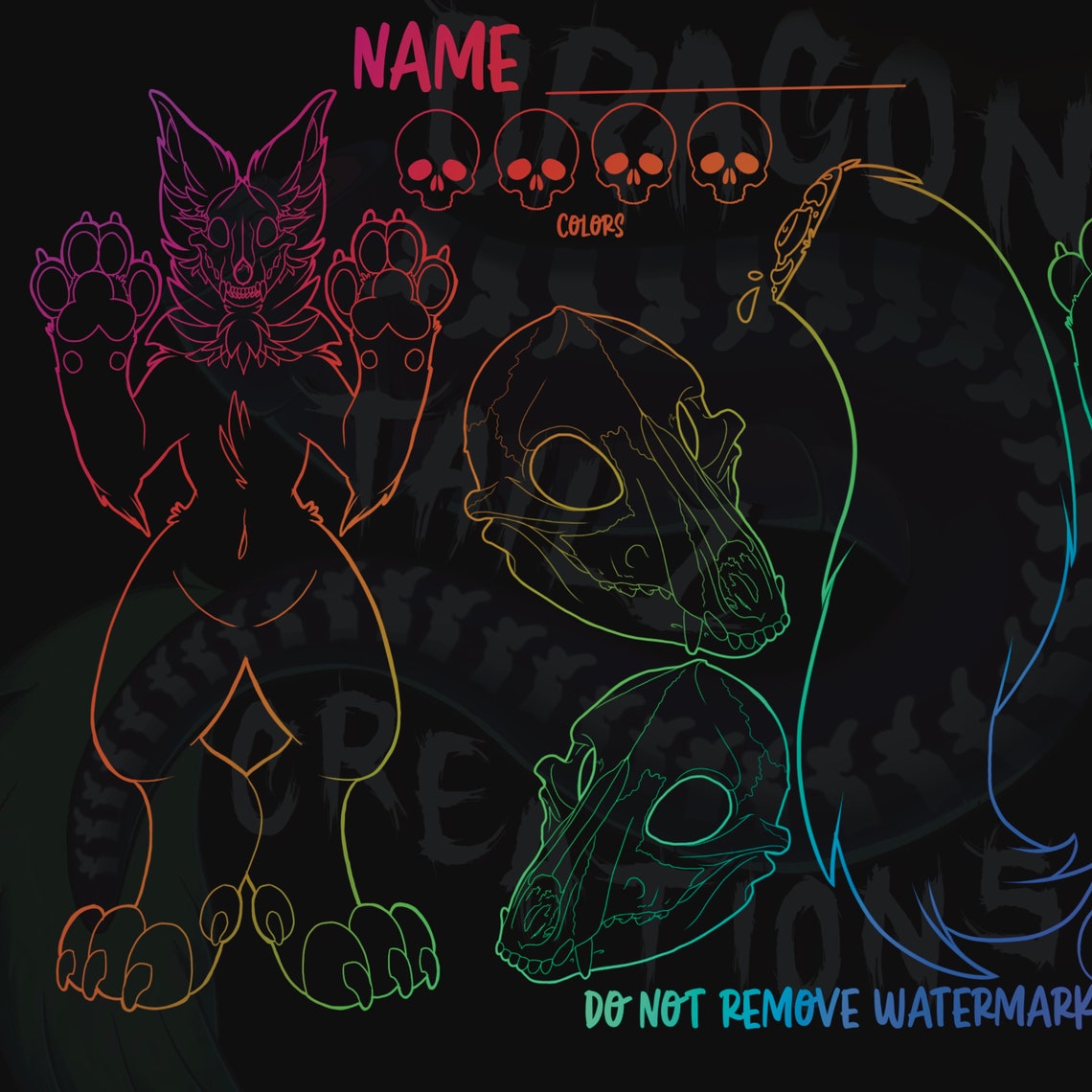 Skull Dog Reference Sheet - Etsy