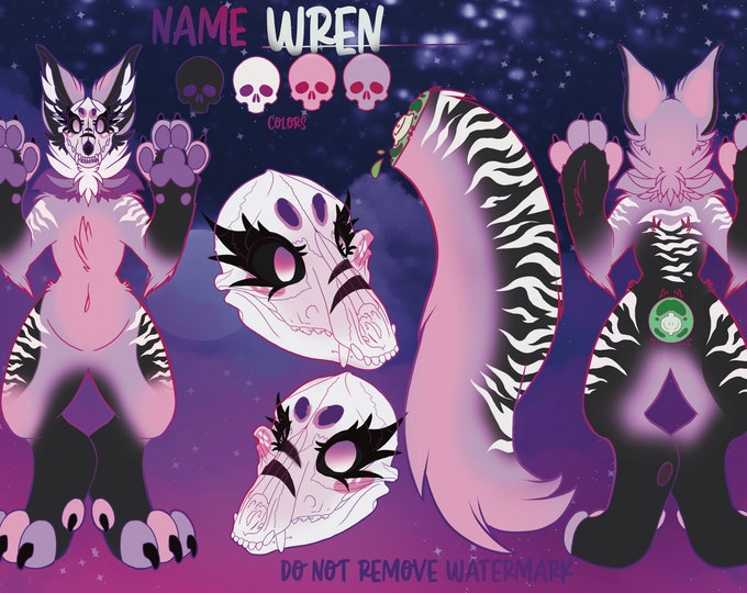 Acid Scenecore Punk Skullkitty Furry Fursona Adoptable ← - Etsy