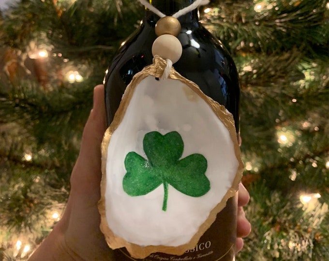 Irish Shamrock Decoupaged Oyster Shell, Irish Christmas Ornament, St ...
