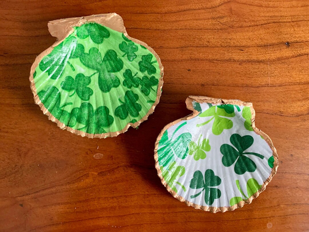 Shamrock Scallop Shell Ring Dish: Irish St. Patrick's Day Decor - Etsy