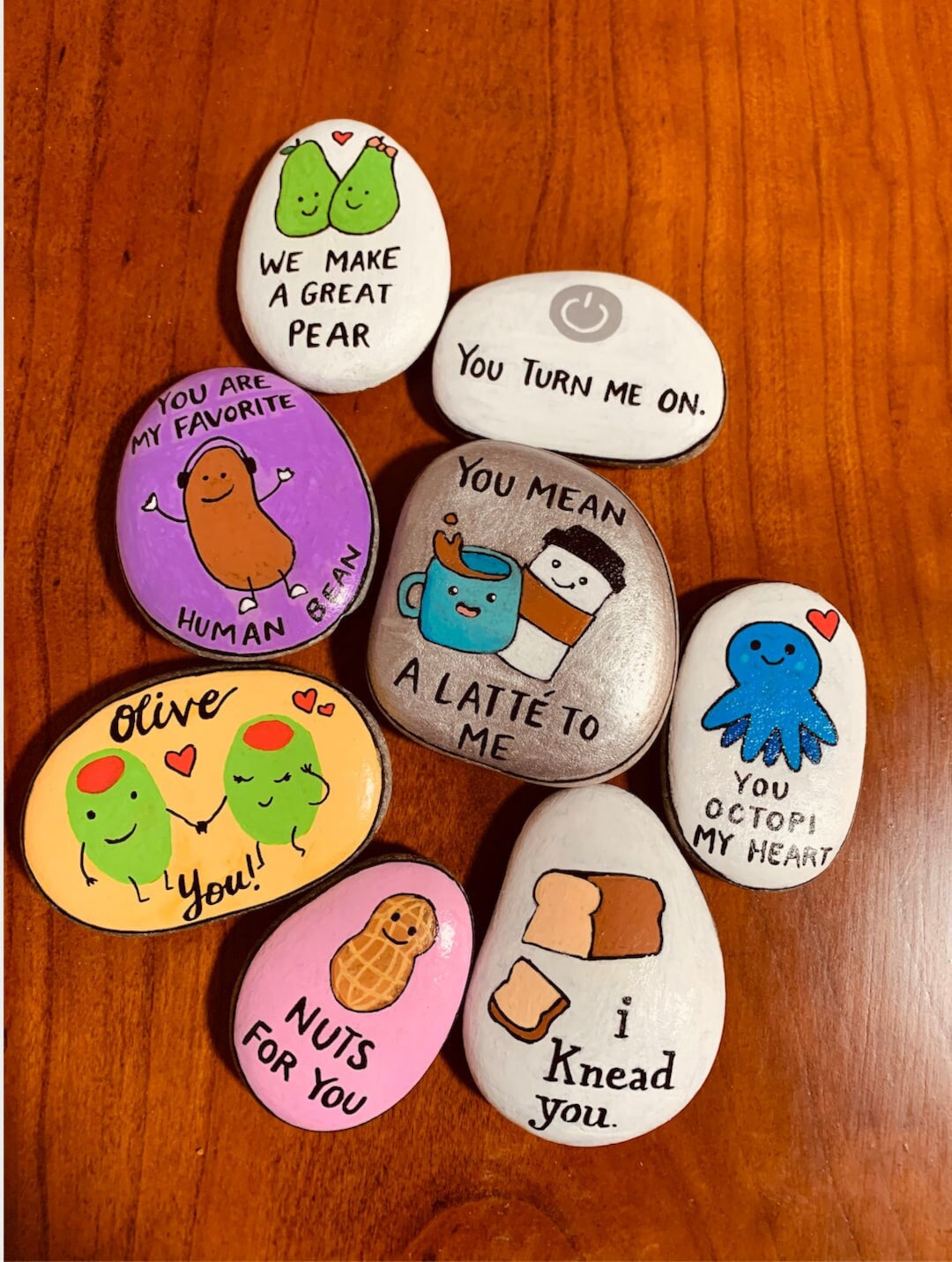 Funny Food Pun Painted Rocks: Valentine's Day Humor Gifts - Etsy
