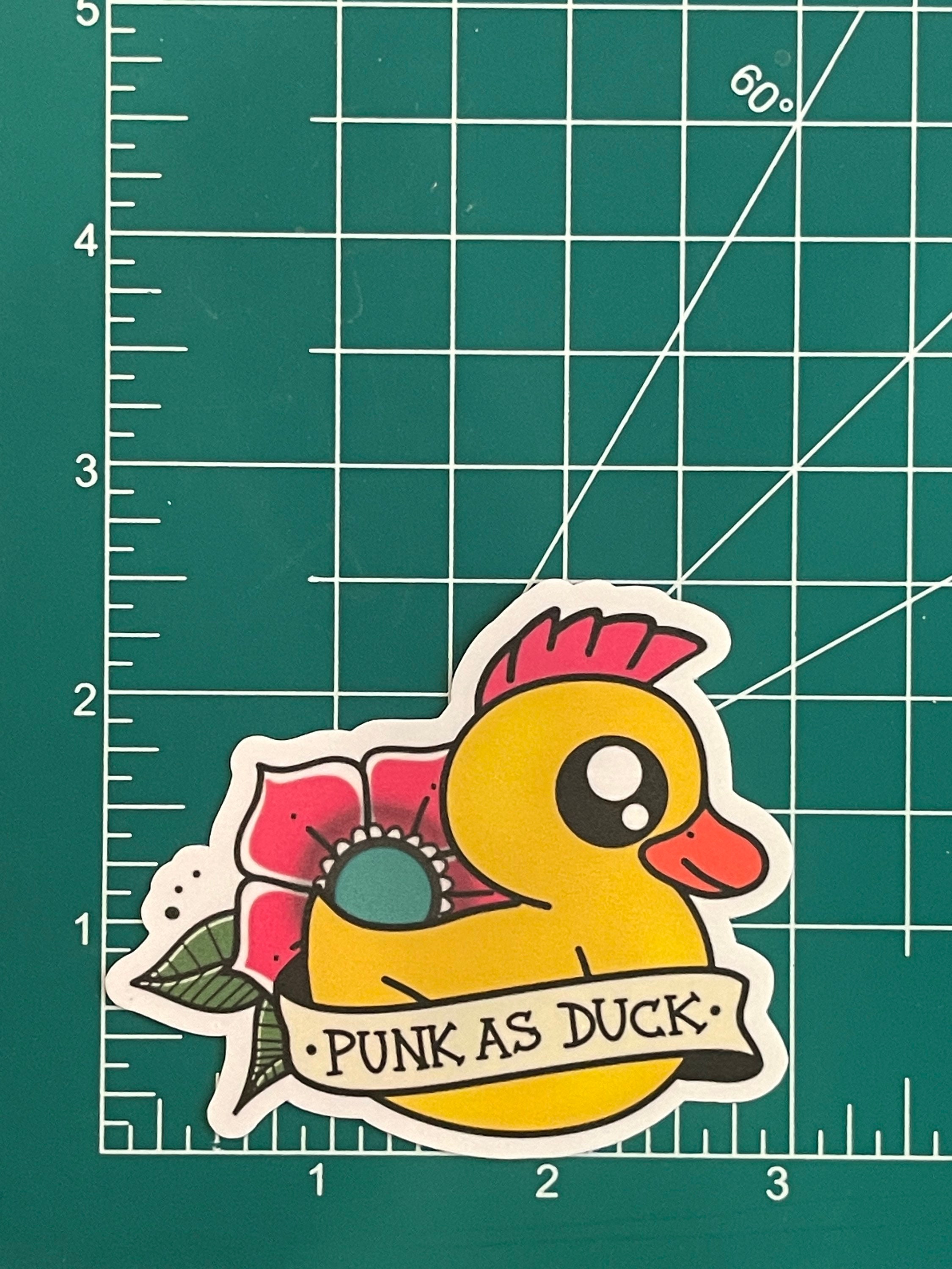 Punk Duck Vinyl Sticker Old School Tattoo Style Rubber Duck - Etsy