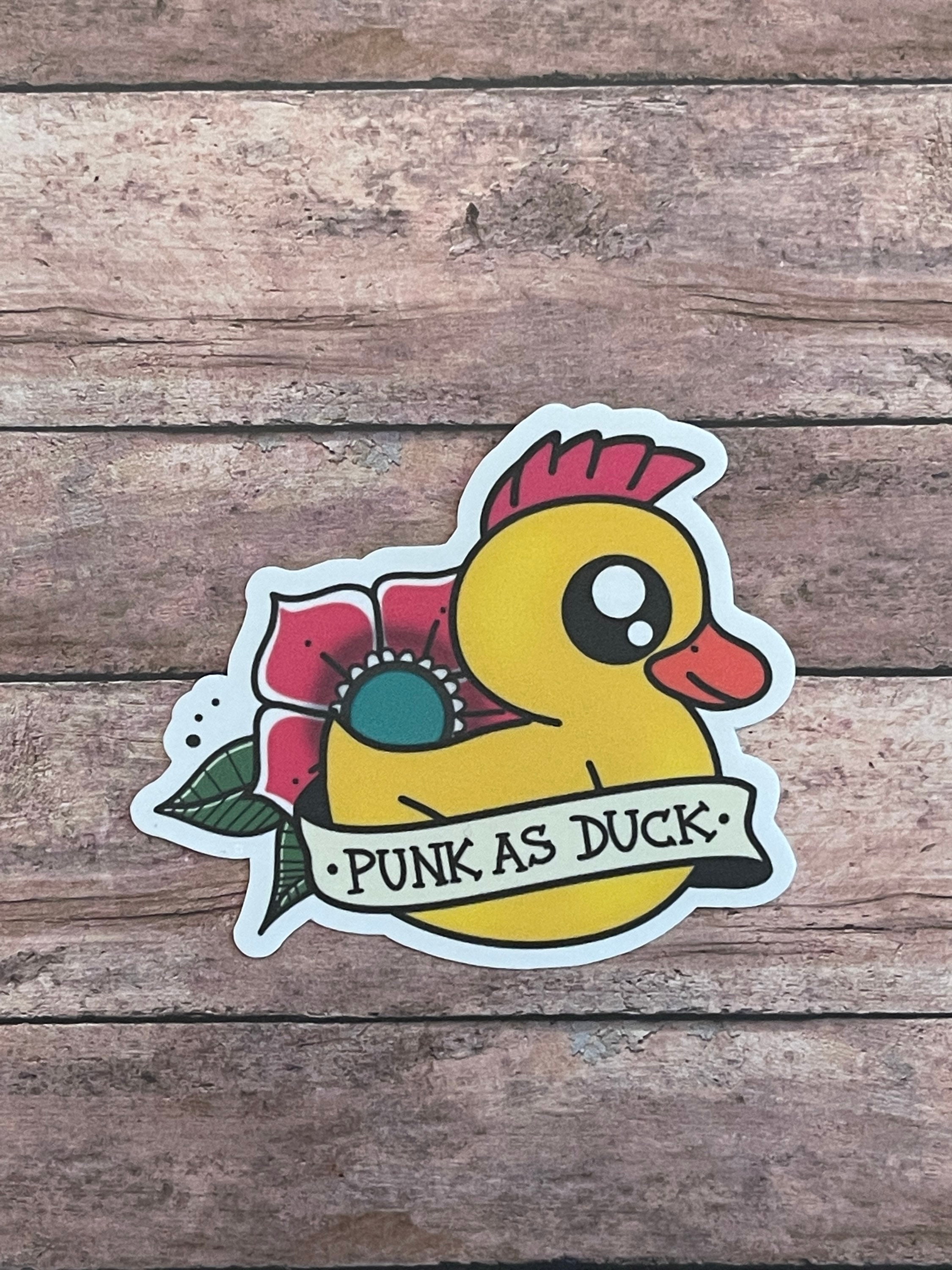 Punk Duck Vinyl Sticker Old School Tattoo Style Rubber Duck - Etsy