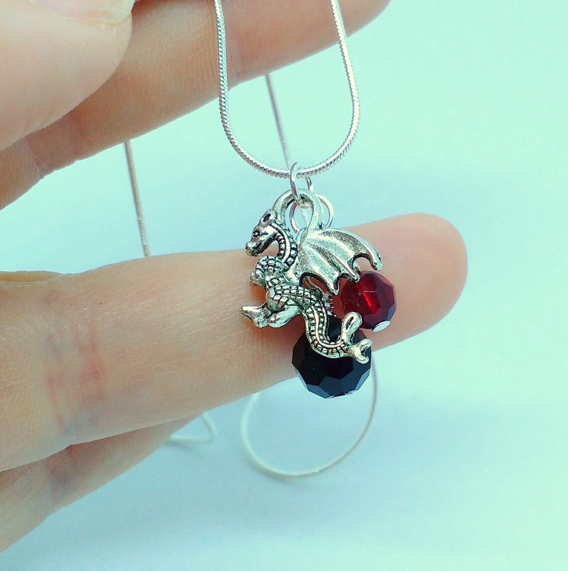Dragon Necklace Red Dragon Jewellery Black Dragon Necklace - Etsy