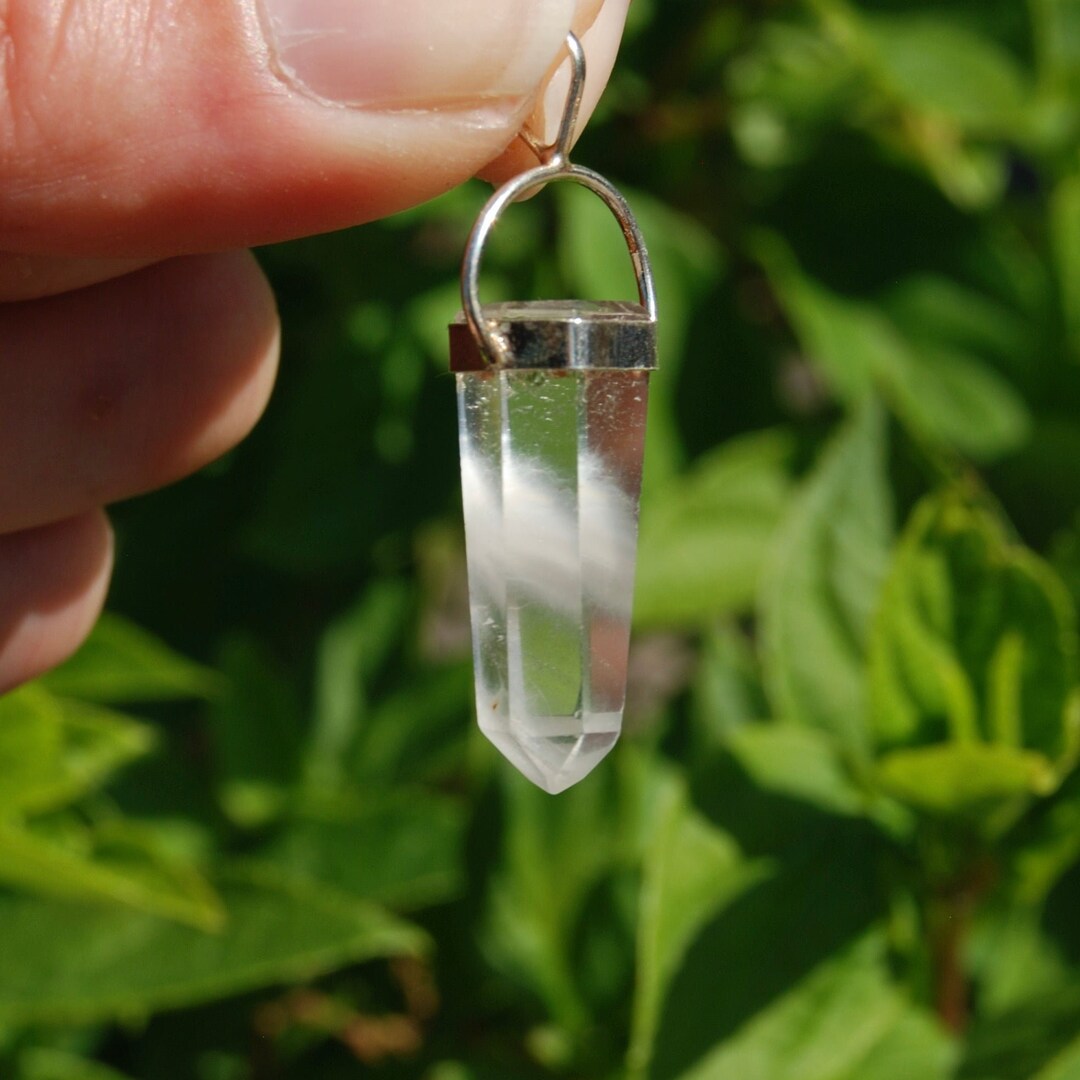 1.6in Channeler Blue Amphibole Quartz Crystal Sterling Silver Pendant ...