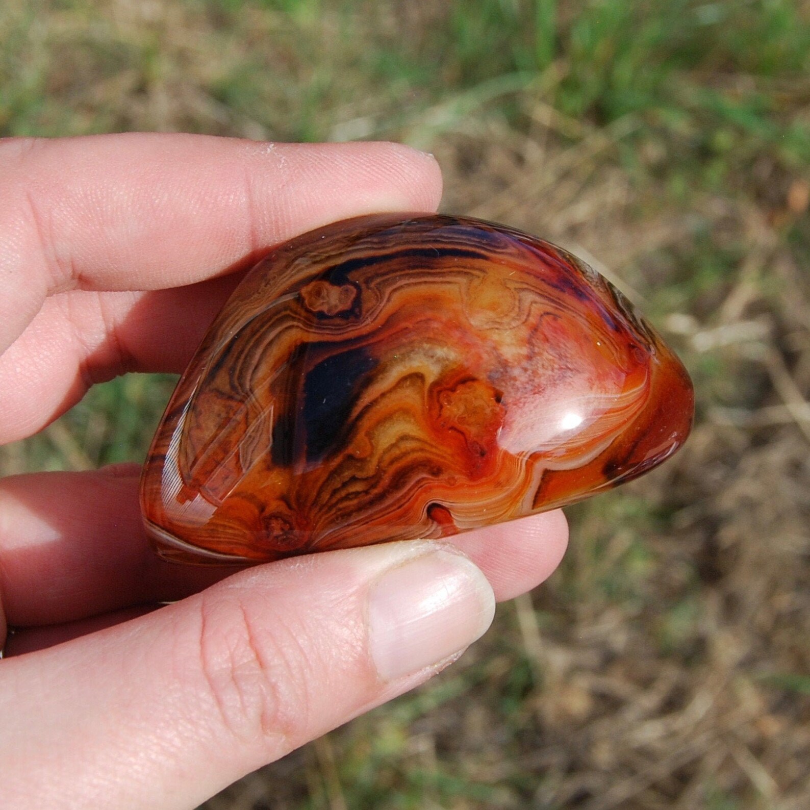 ONE Red Sardonyx Banded Agate Crystal Palm Stone | Etsy