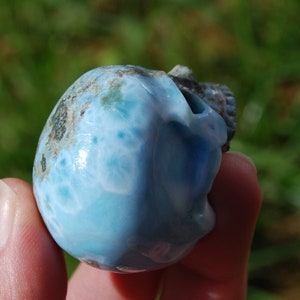 372ct Genuine Larimar Carved Crystal Skull, Realistic Larimar Gemstone ...