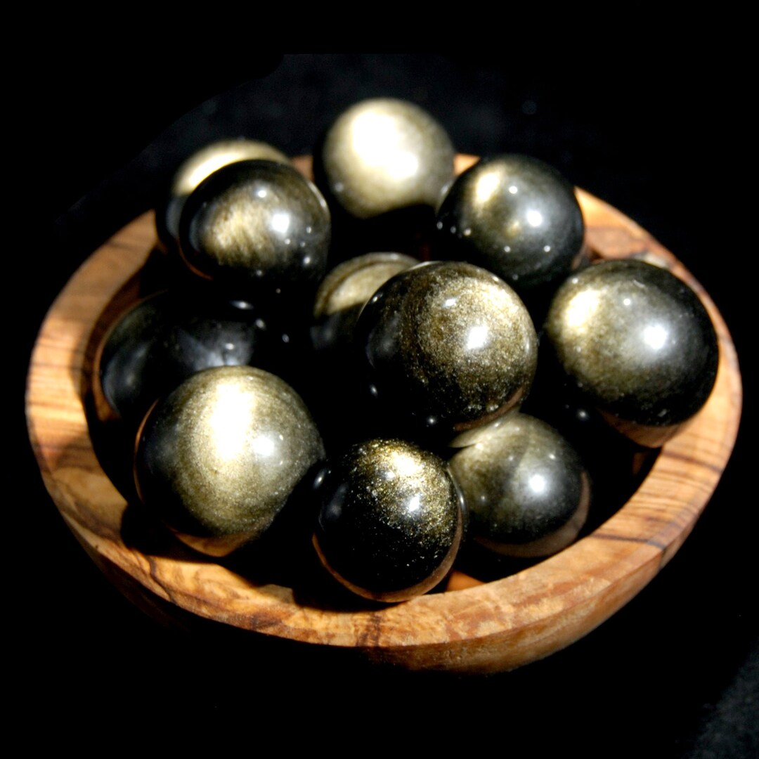 ONE Small Gold Sheen Obsidian Crystal Sphere, Super Flashy 20mm to 40mm ...